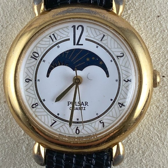 Pulsar | Accessories | Vintage Pulsar Moon Phase Gold Tone Watch New ...